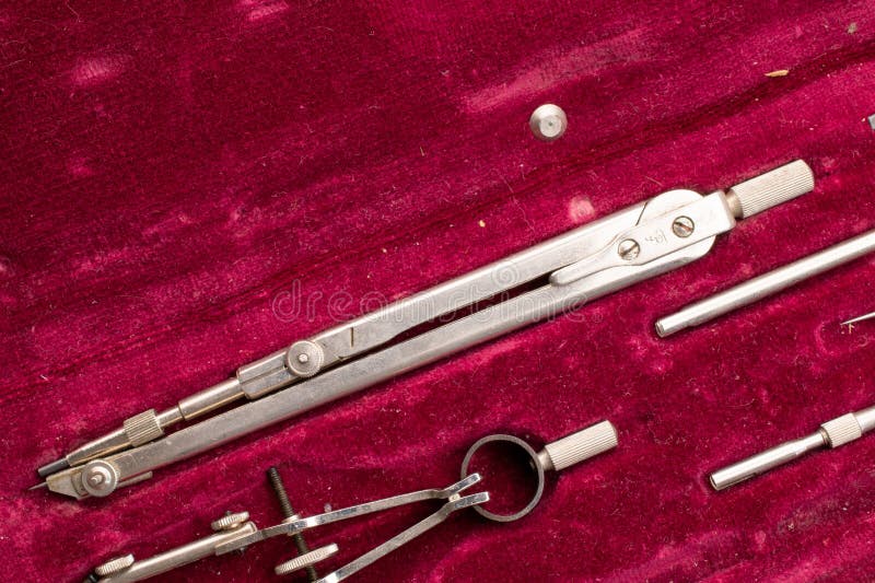 Drawing Set, Compasses in Package, Top View, Macro. Stock Image - Image ...