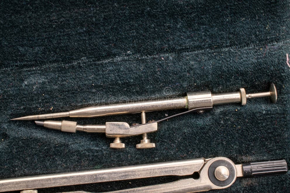 Drawing Set, Compasses in Package, Top View, Macro. Stock Image - Image ...