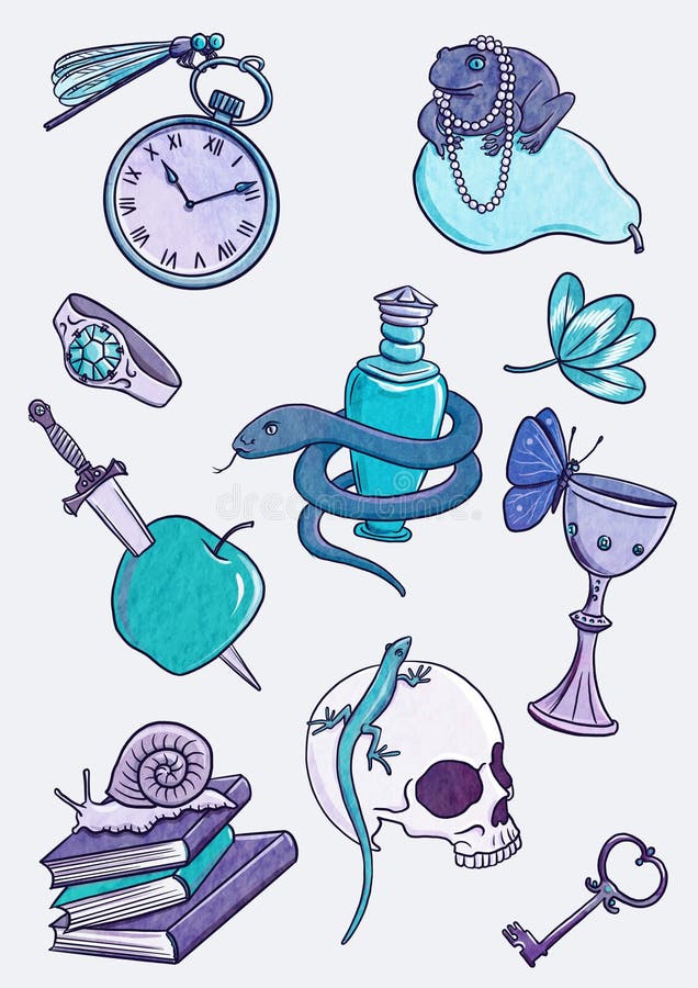 Drawing Set of Magic Objects Stock Photo - Image of magic, boho: 224169858