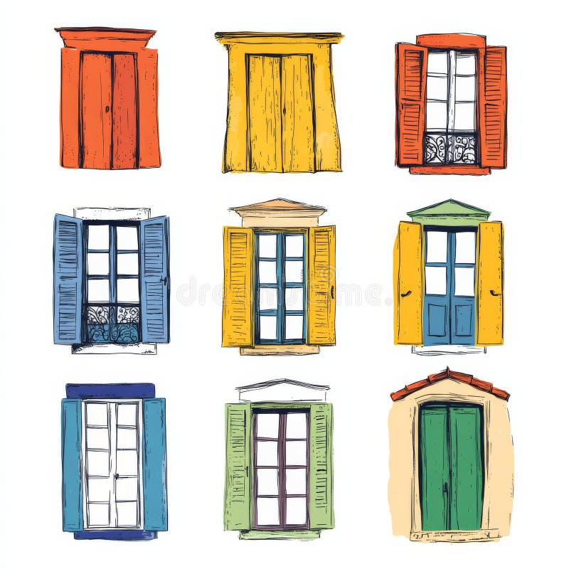 Drawing Set for Windows, Hand-drawn Architectural Design Elements, and ...