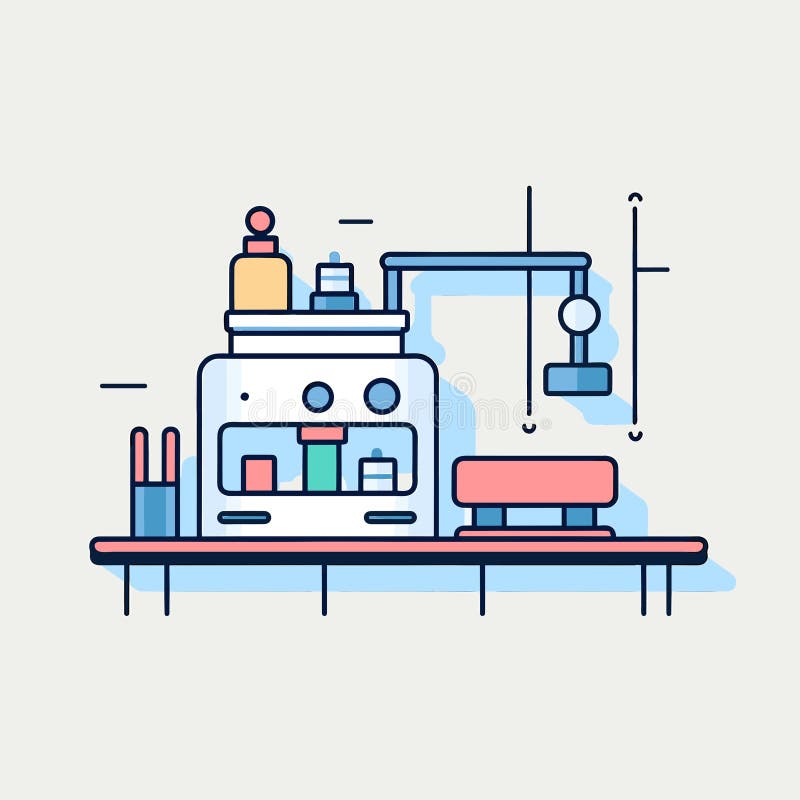 Vector a Simple Line Drawing of a Sewing Machine on a Table Stock ...