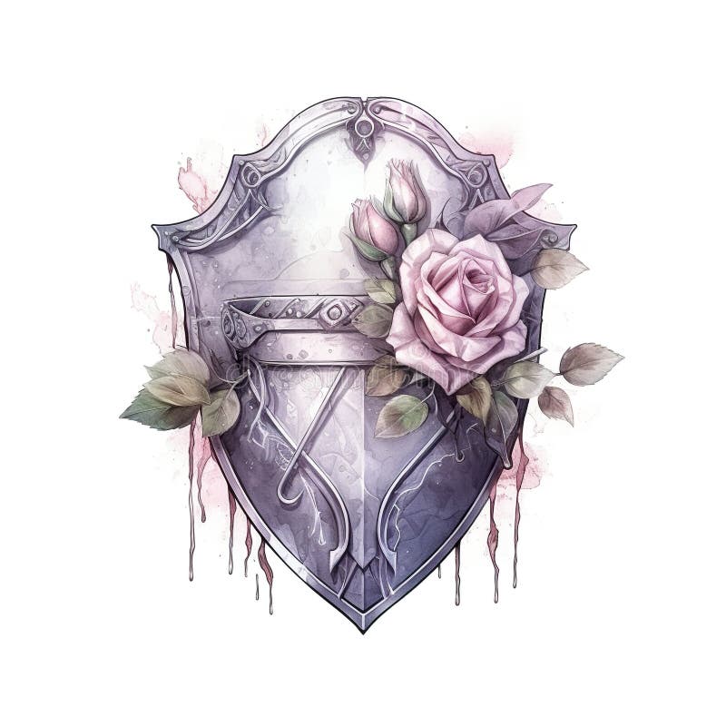 A Drawing of a Rose on a Shield. Generative AI Image. Stock ...