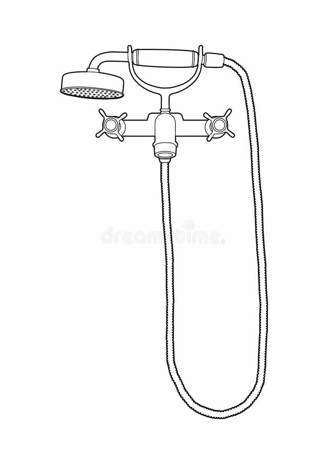 Drawing of a showerhead stock vector. Illustration of fittings - 96872147