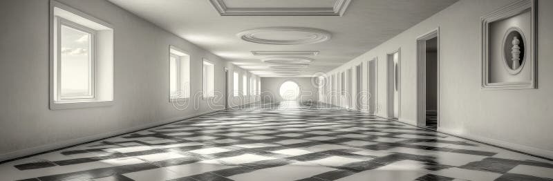 The Drawing Shows Floor Tiles with a Basic Black and White Chequerboard ...