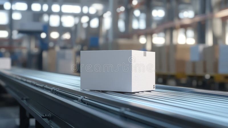 This Drawing Shows Packaging Boxes and a Conveyor Belt in 3D Stock ...