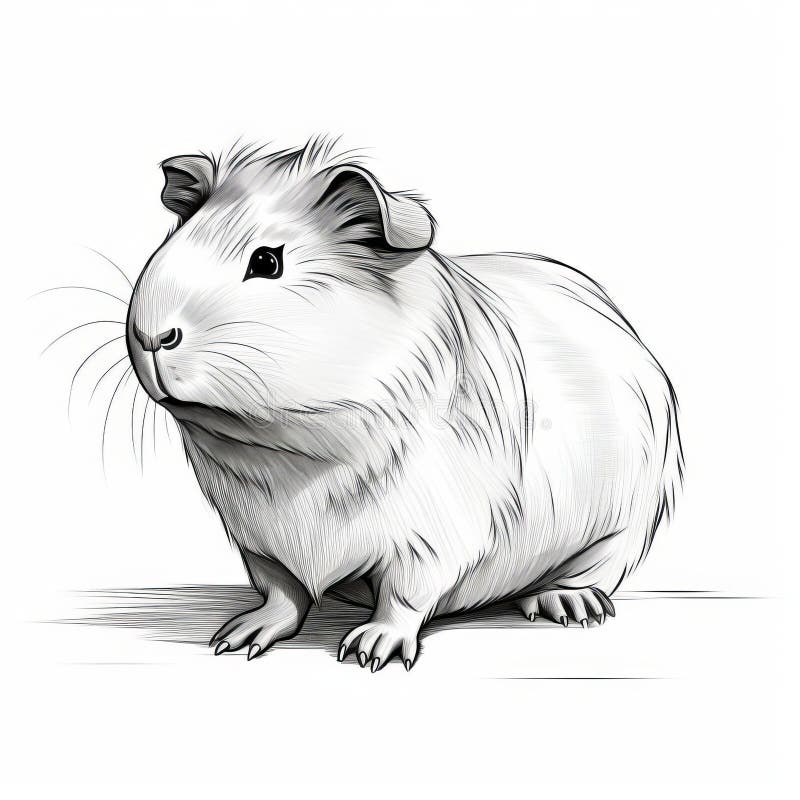 Drawing a Simple Cavy with Minimalist Straight Lines Style Stock ...
