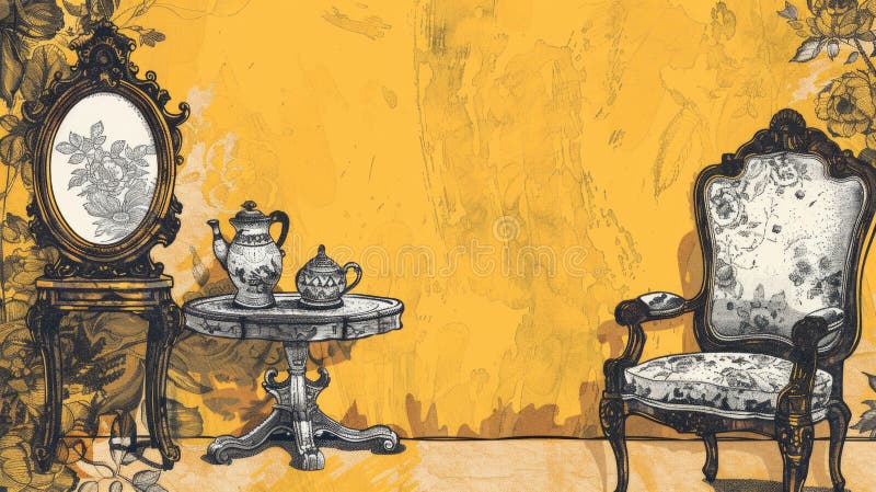 Drawing Simple Room Chair Table Suitable Interior Design Concepts Stock ...