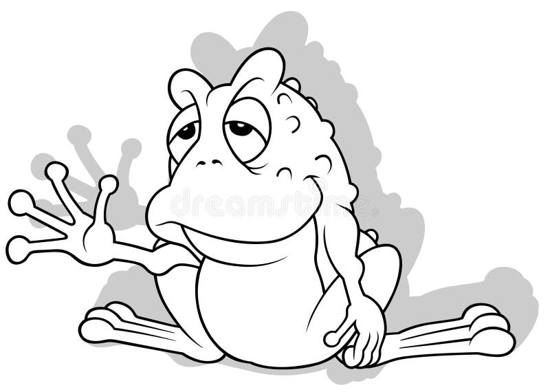 Drawing of a Sitting Sleepy Frog Stock Vector - Illustration of shadow ...