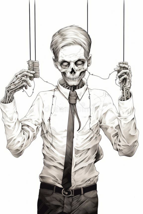 Drawing of Skeleton Holding String with Human Head. Generative AI Stock ...