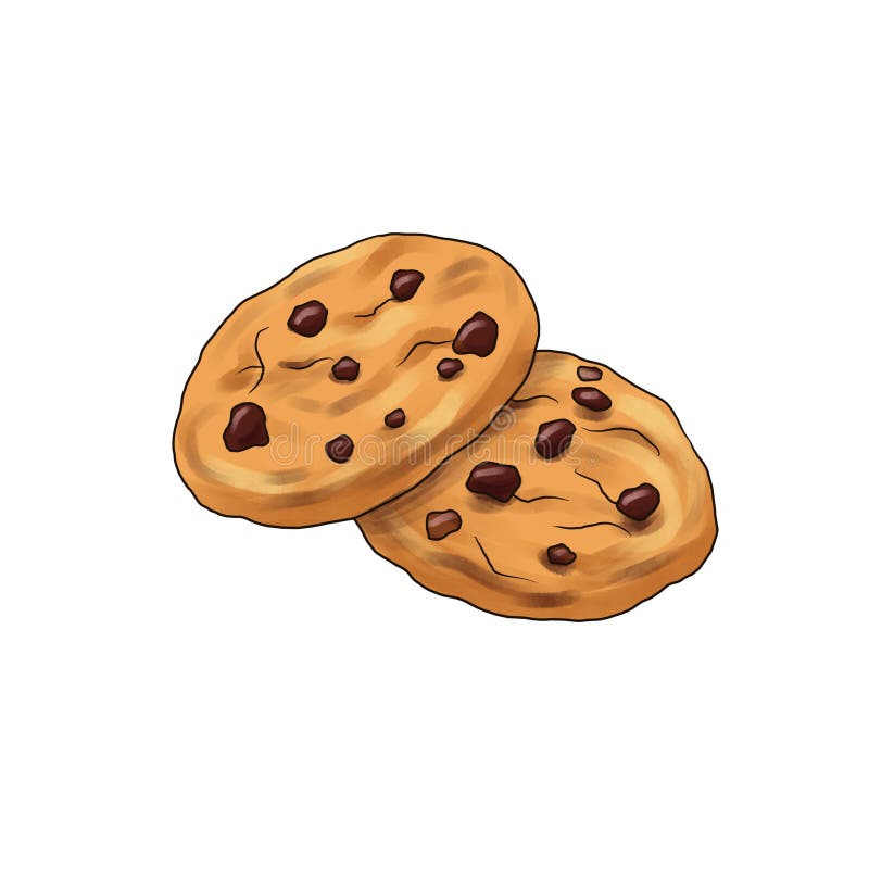 Drawing Sketch of Chocolate Chip Cookie Stock Illustration ... Drawing Sketch of Chocolate Chip Cookie Stock Illustration ...