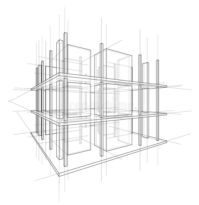 Drawing of a House Under Construction. Vector Stock Vector ...