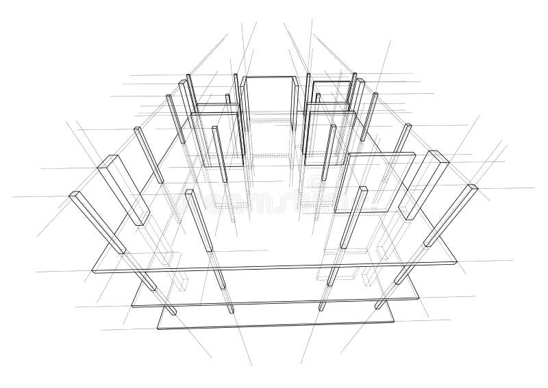 Drawing of a House Under Construction. Vector Stock Vector ...
