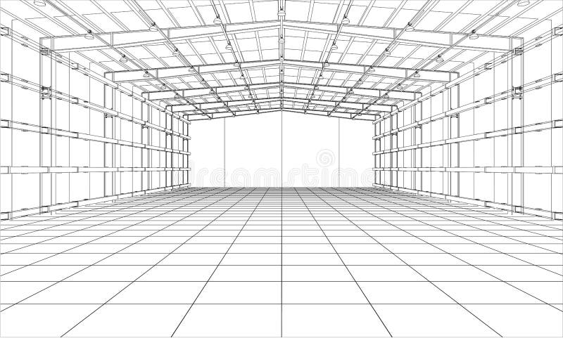 Drawing or Sketch of a Large Warehouse Stock Illustration - Illustration of logistic, building ...
