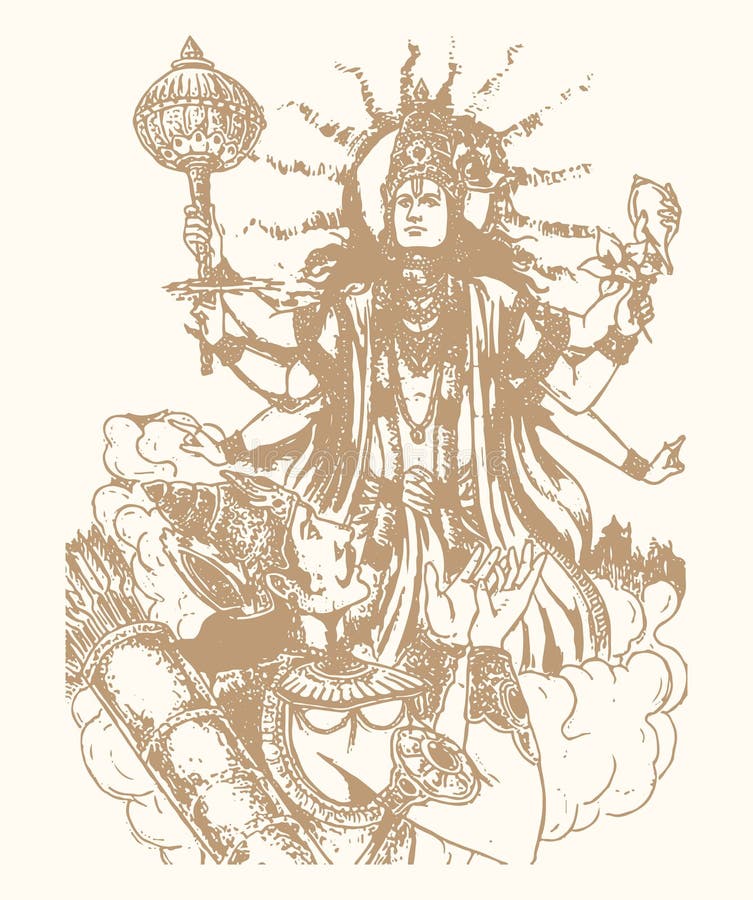 Sketch of Lord Krishna and Design Elements Illustration Stock Vector ...