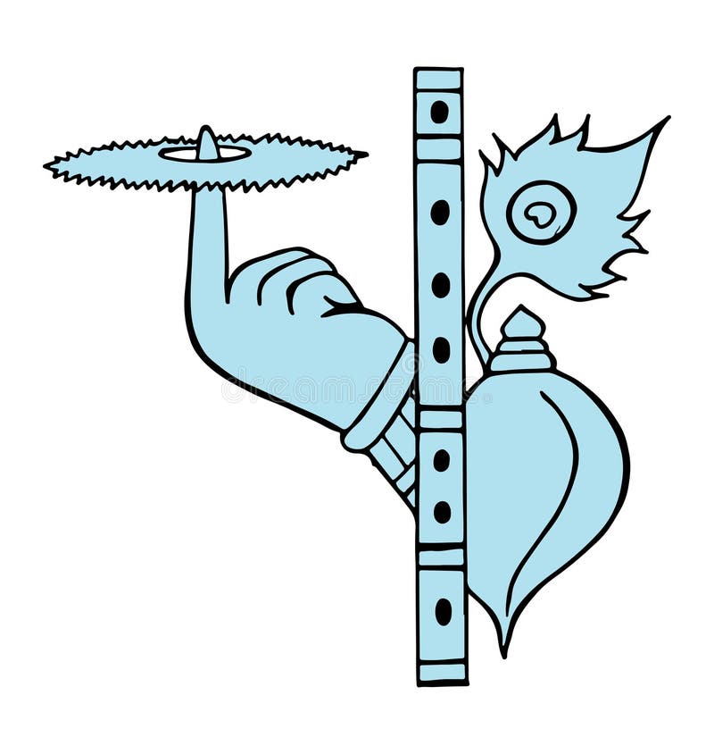 Sketch of Lord Krishna and Design Elements Illustration Stock Vector ...