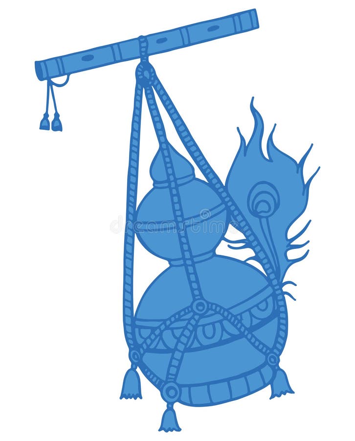 Sketch of Lord Krishna and Design Elements Illustration Stock Vector ...