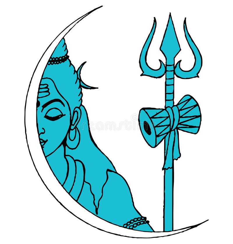 Sketch of Lord Shiva Design Elements Outline Editable Illustration ...