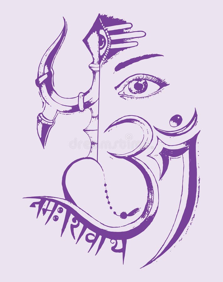 Sketch of Lord Shiva Outline Design Element Editable Illustration Stock ...