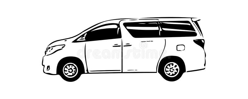 Drawing Sketch Car in Profile Isolated on White Background. Ready for ...