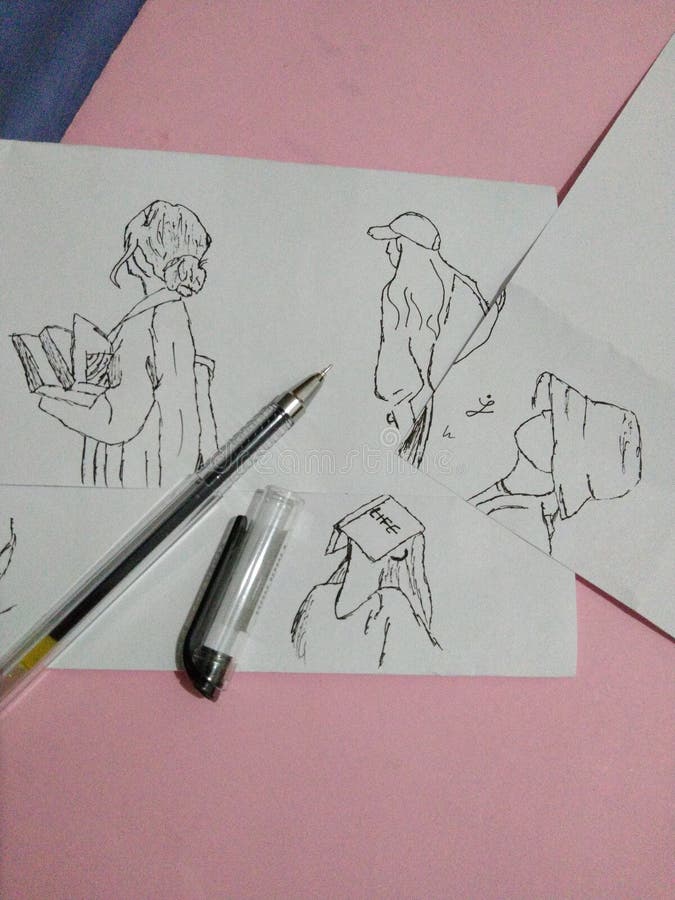 Drawing sketches on papers stock photo. Image of sketches - 319244446