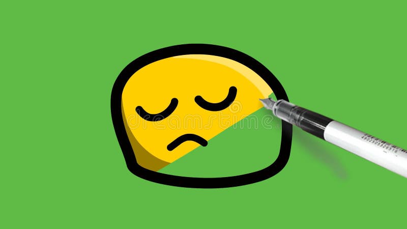 Drawing a Sleepy Sad Face with Black and Yellow Colour Combination on ...