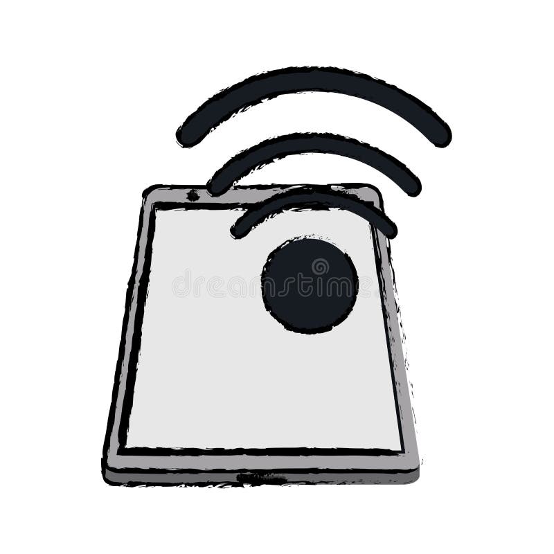 Drawing Smartphone Connected Wifi Internet Stock Vector - Illustration ...