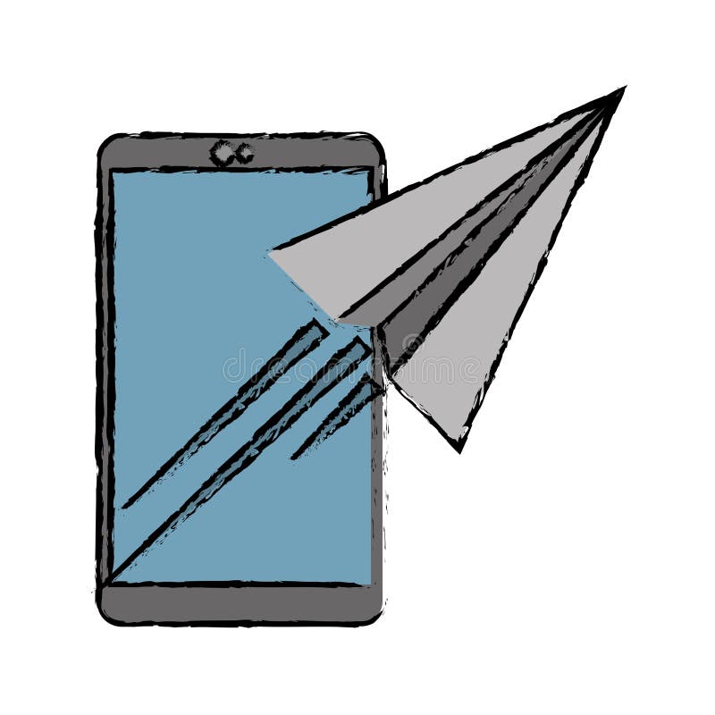 Drawing Smartphone Sending Email Concept Stock Vector - Illustration of ...