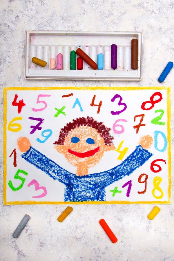 Drawing: Smiling Boy and Colorful Numbers Stock Photo - Image of count ...