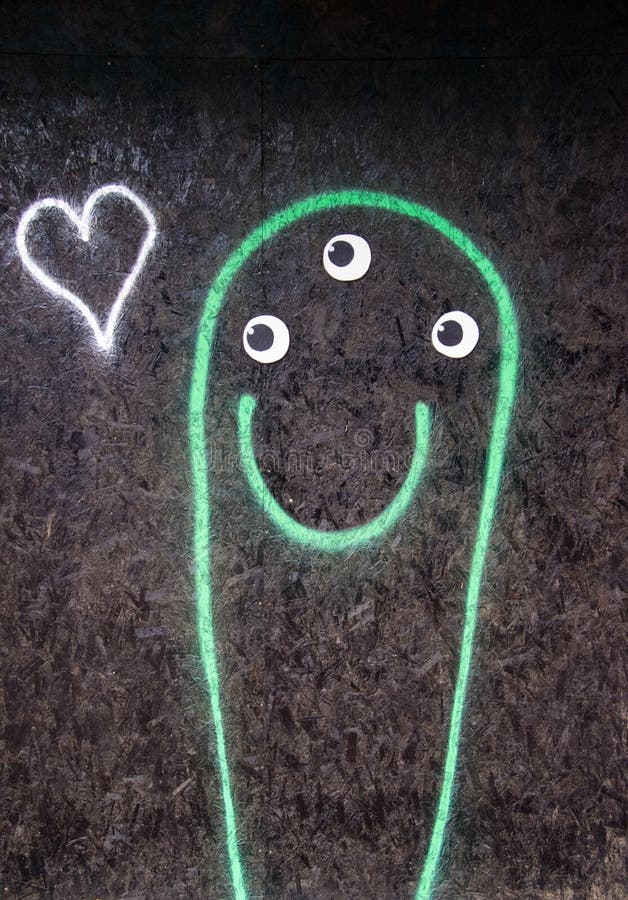 Drawing of a Smiling Ghost with Green Outline Stock Image - Image of ...