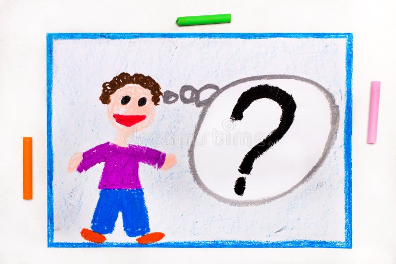 Drawing: a Smiling Man and Big Question Mark Next To Him. Stock ...