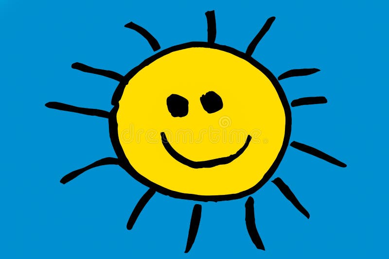 Drawing of smiling sun stock illustration. Illustration of graphic ...