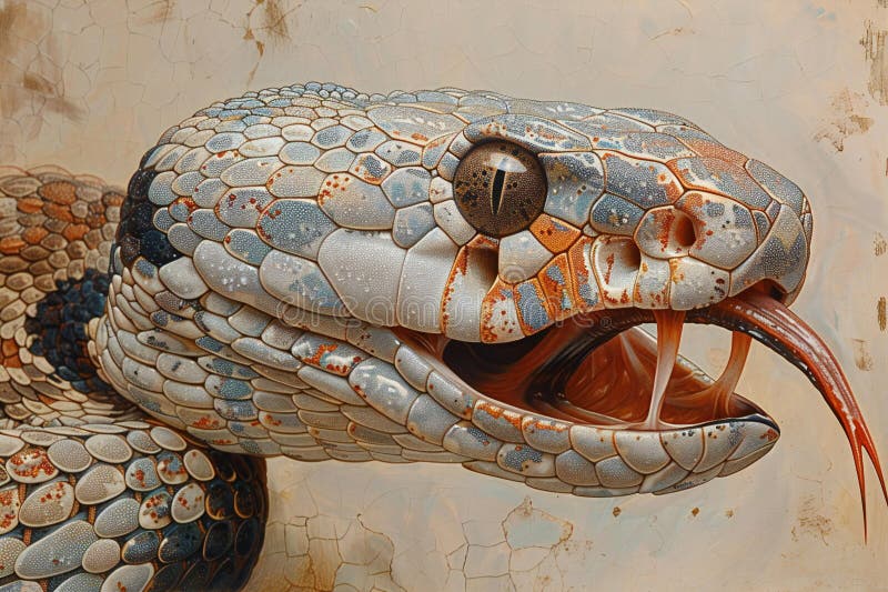 A Drawing of a Snake with Its Tongue Open, High Quality, High ...