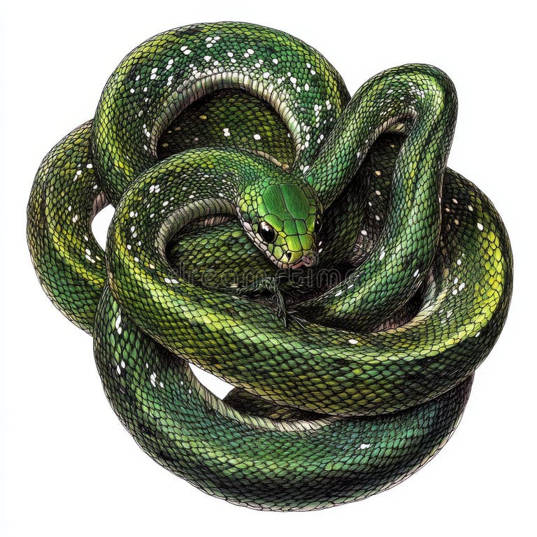 A Drawing of a Snake Using Colored Pencils, with a White Background ...