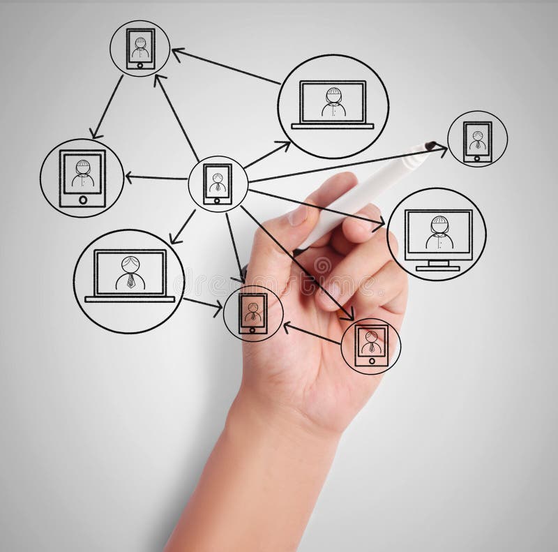 Drawing social network stock illustration. Illustration of presentation ...