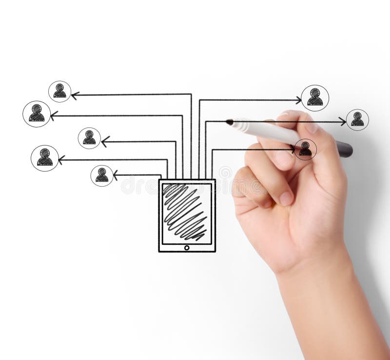 Drawing social network stock illustration. Illustration of person ...