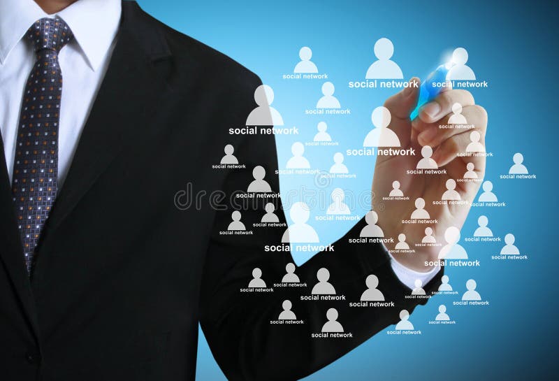 Drawing Social Network Structure Stock Photo - Image of hand, friends ...