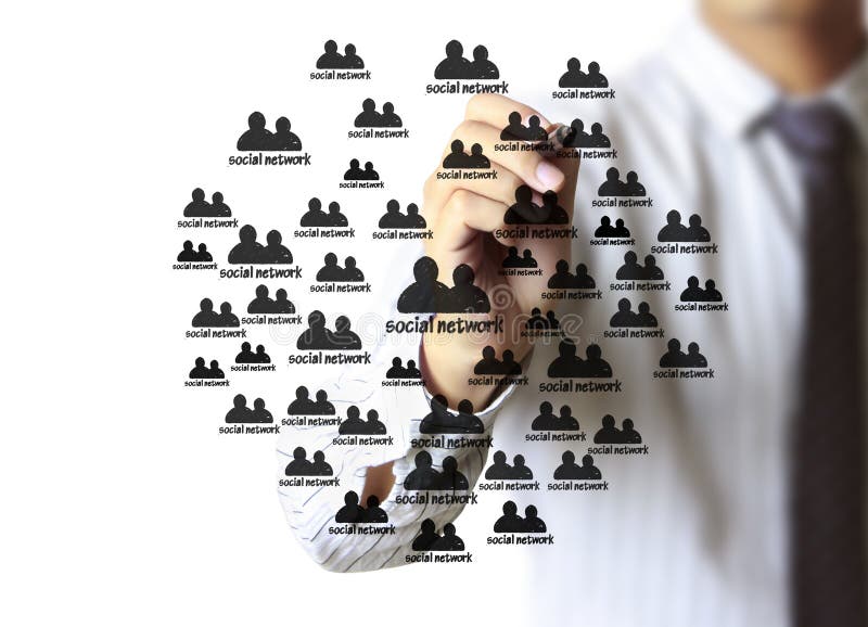Drawing Social Network Structure Stock Illustration - Illustration of ...