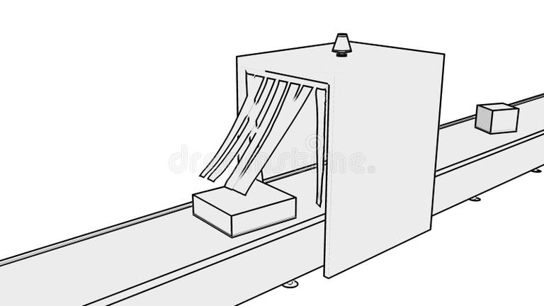 Drawing of Sorting Belt Conveyor Boxes 3d Stock Illustration ...