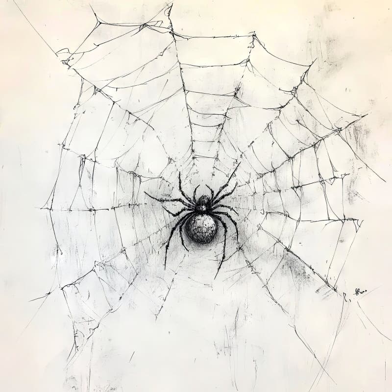 A Drawing of a Spider on a Spider Web Stock Photo - Image of drawing ...