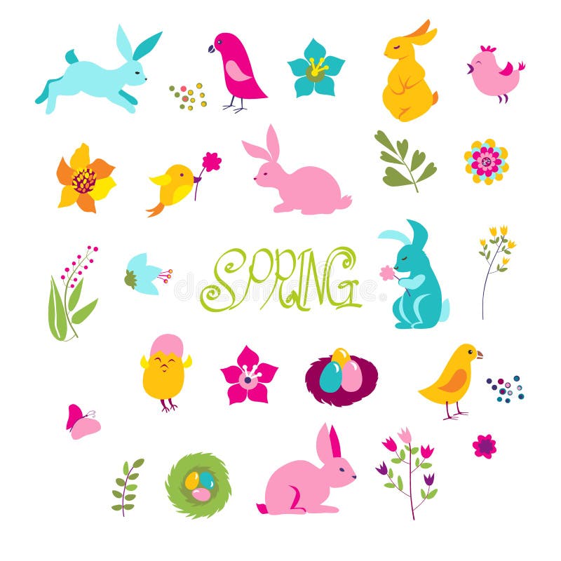 Drawing spring set. stock vector. Illustration of happiness - 69662097