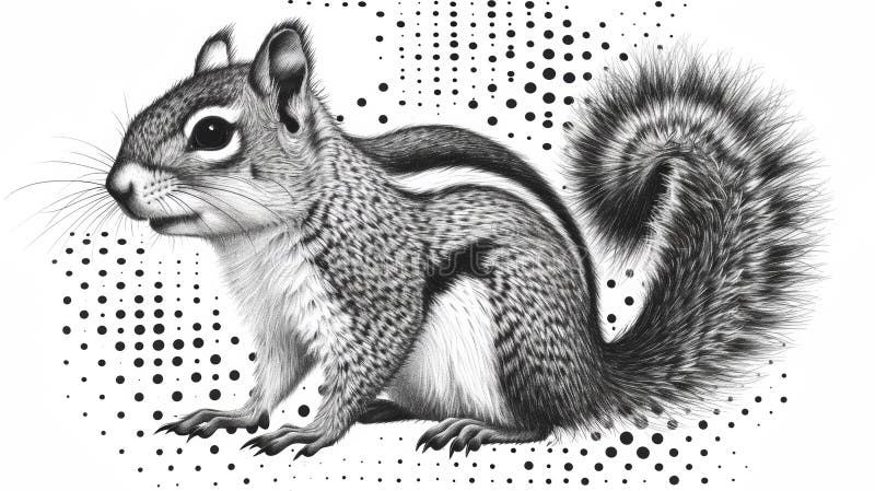 A Drawing of a Squirrel with Dots on it S Back, AI Stock Photo - Image ...
