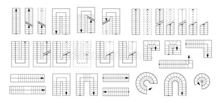 Drawing Stairs of Plan. Detailed Architectural Drawing Collection ...
