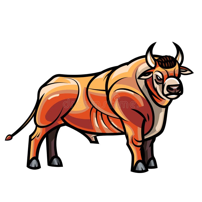 Drawing of standing bull stock vector. Illustration of horn - 95485136