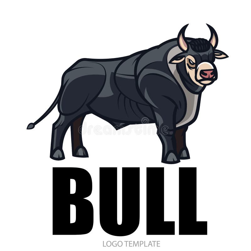 Drawing of standing bull stock vector. Illustration of cartoon - 95485141