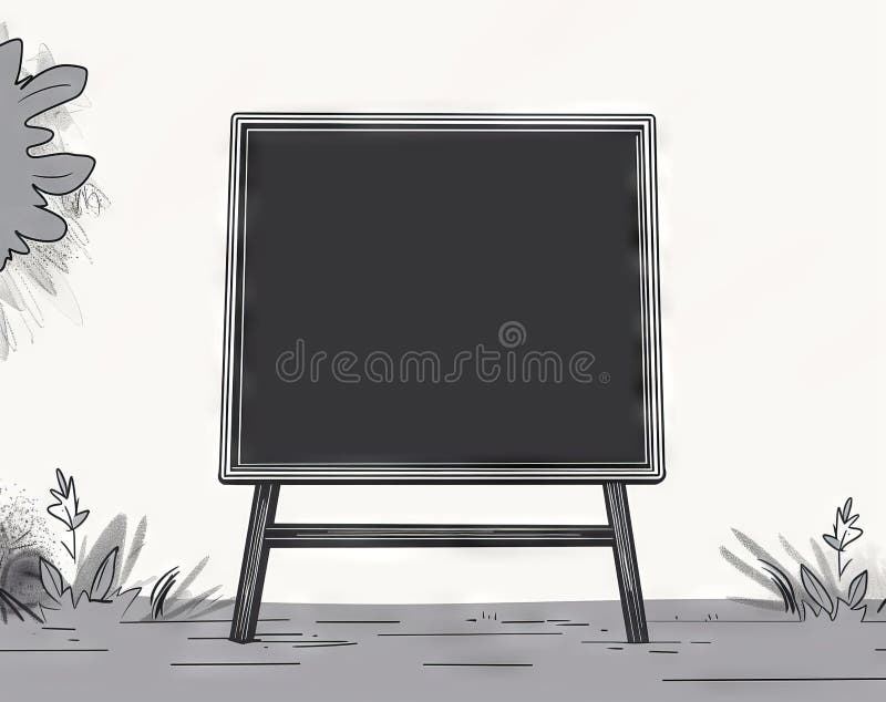 Drawing of a Standing Chalkboard in One Line. Education Concept ...