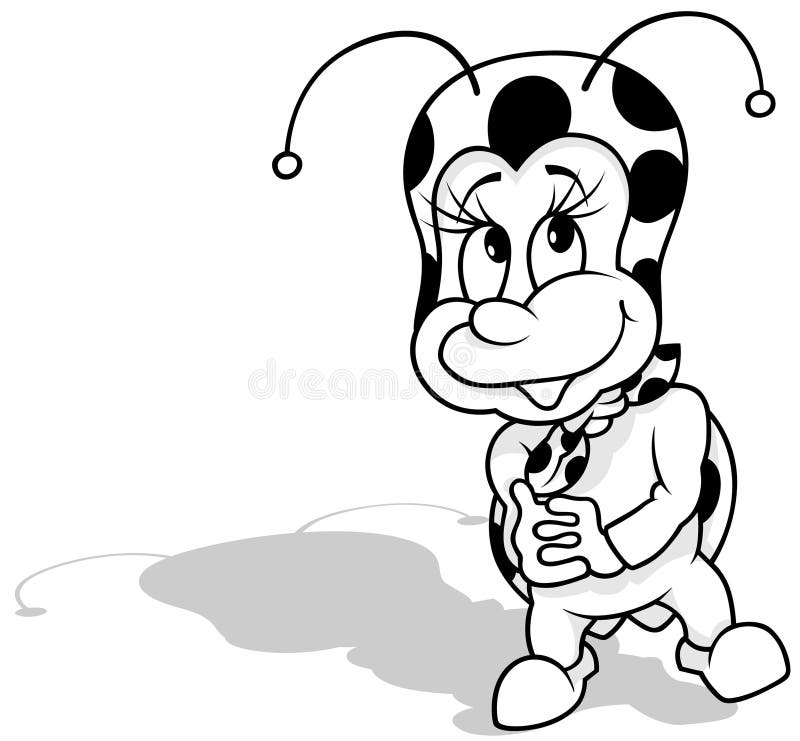 Drawing of a Ladybug Standing on the Ground from Side View Stock Vector ...