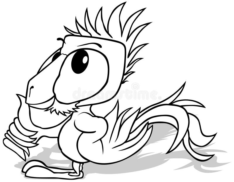 Drawing Of A Standing Parrot From Side View Stock Vector Illustration Of Raised Book 274765469