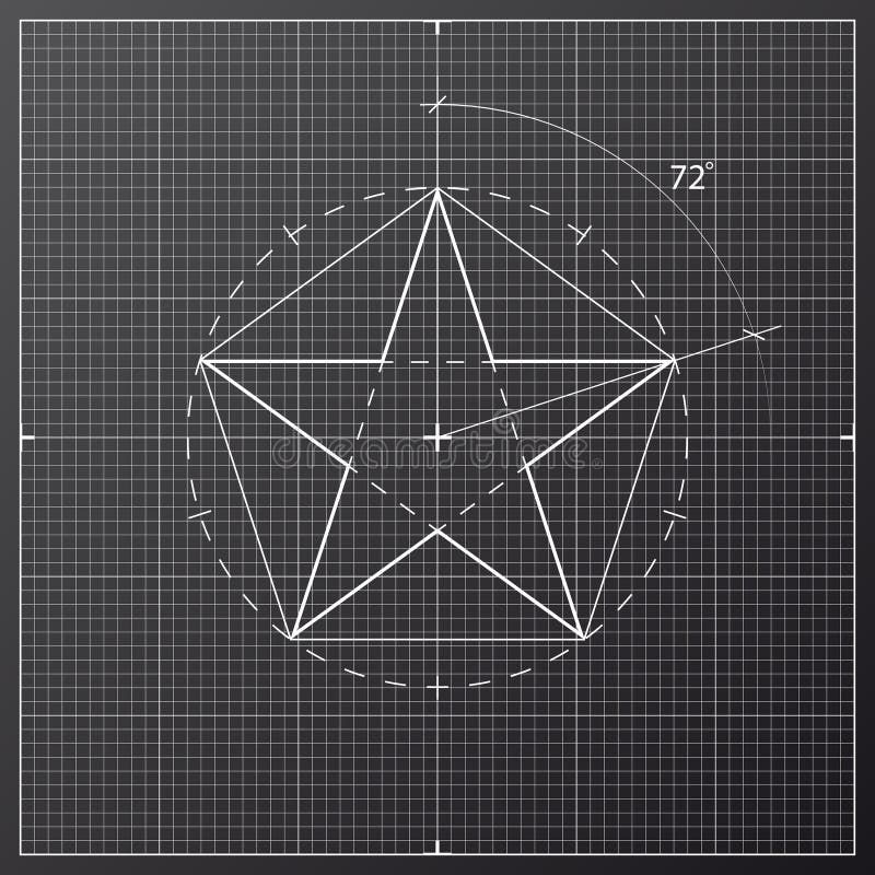 Drawing star pentahedron stock illustration. Illustration of black ...