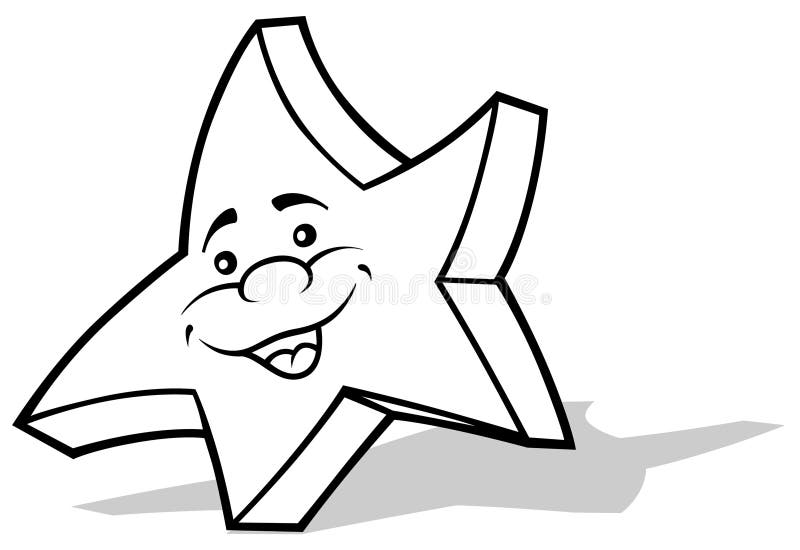 Drawing of a Star with a Smiling Face Stock Vector - Illustration of ...
