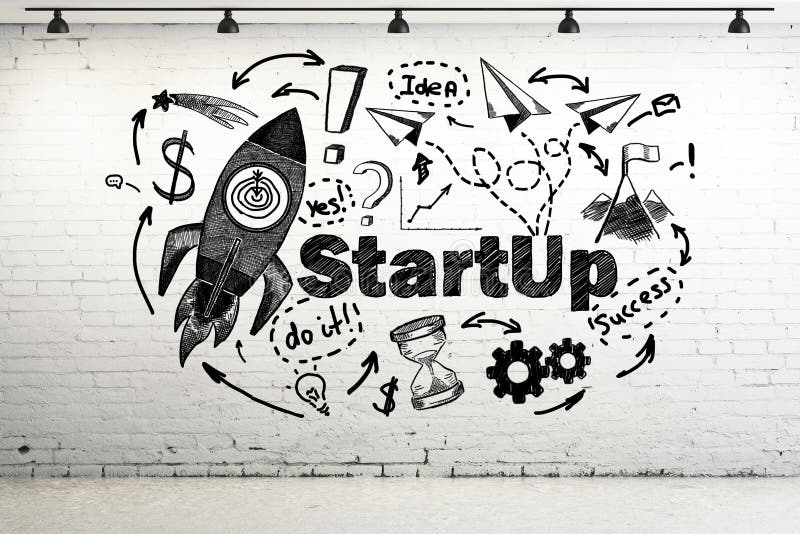 Drawing Start up concept stock image. Image of implementation - 72511779